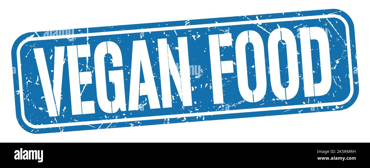 VEGAN FOOD text written on blue grungy stamp sign Stock Photo - Alamy