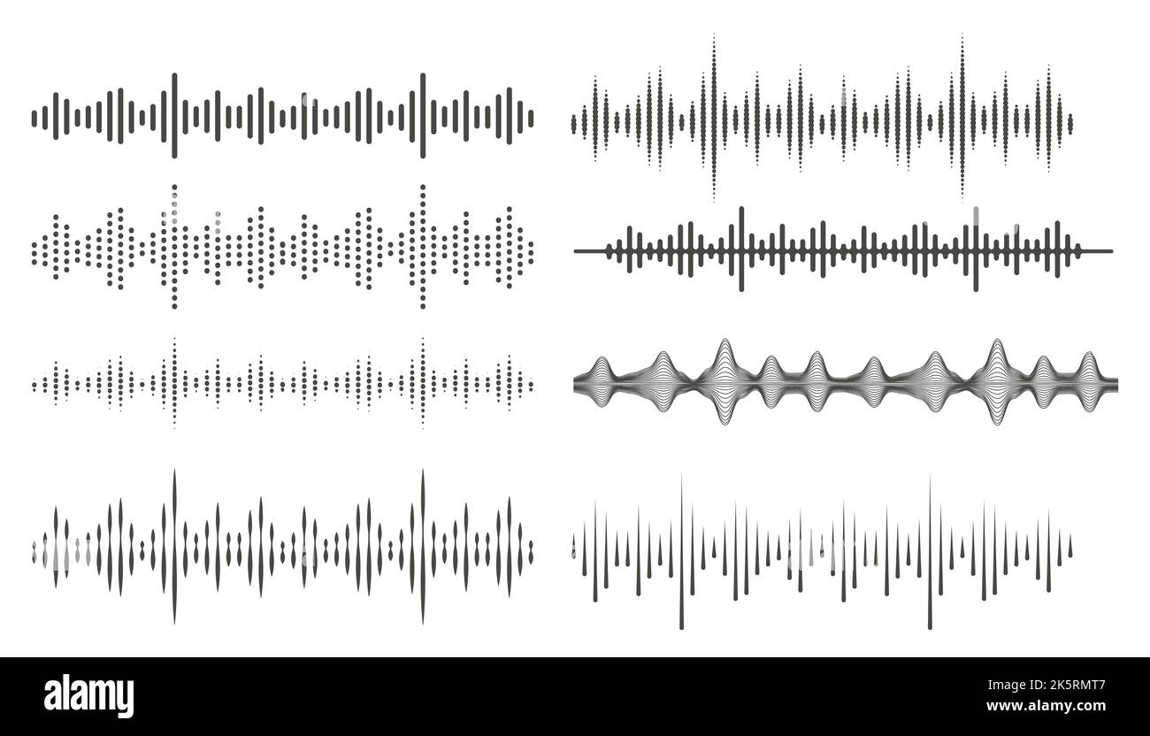 Audio waves in abstract style. Audio and voice frequency lines. Volume ...