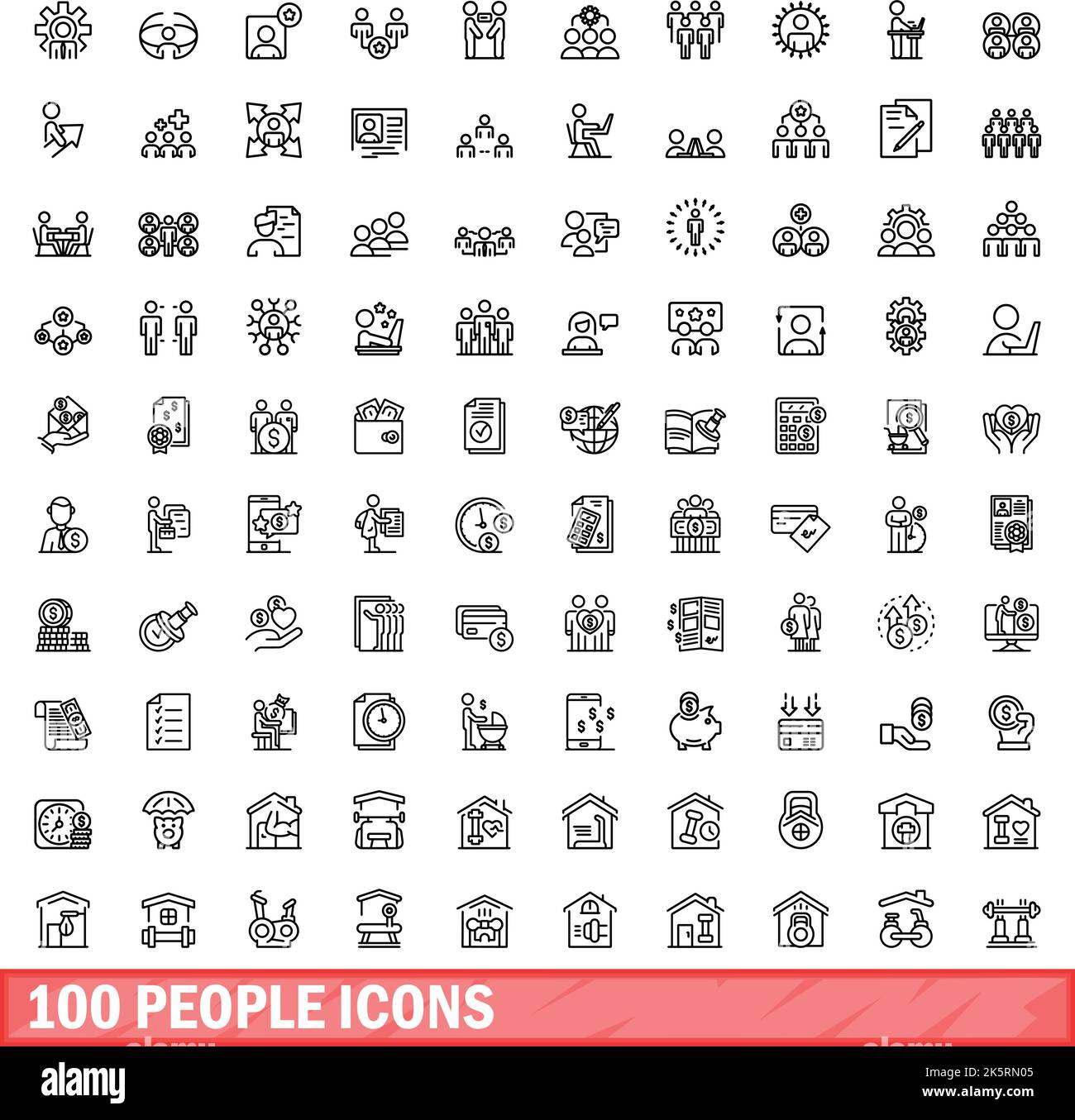 100 people icons set. Outline illustration of 100 people icons vector ...