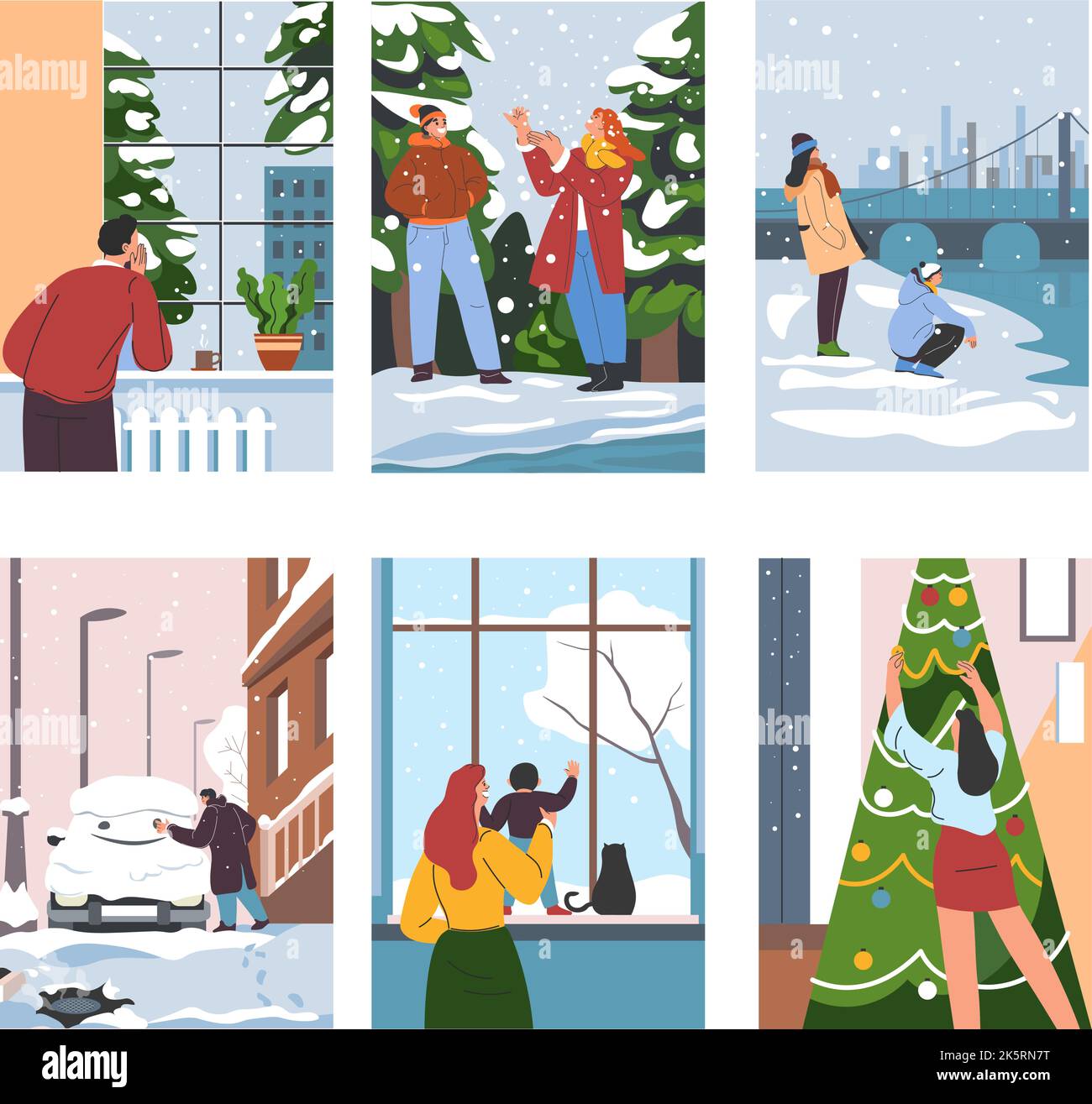 Leisure activity during winter Stock Vector Images - Alamy