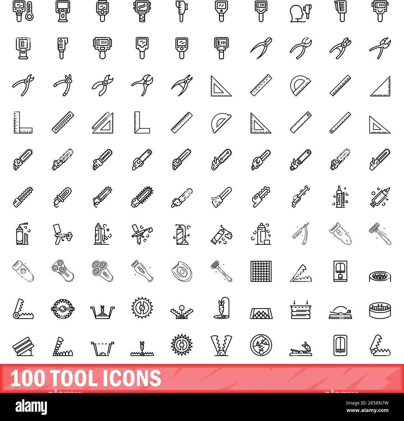 100 tool icons set. Outline illustration of 100 tool icons vector set ...
