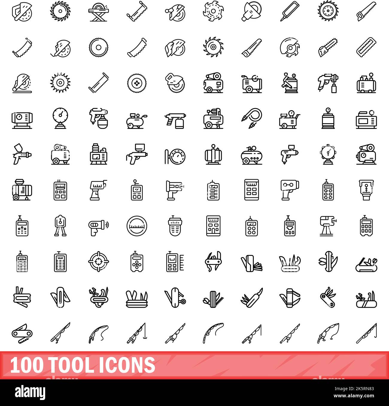 100 tool icons set. Outline illustration of 100 tool icons vector set ...