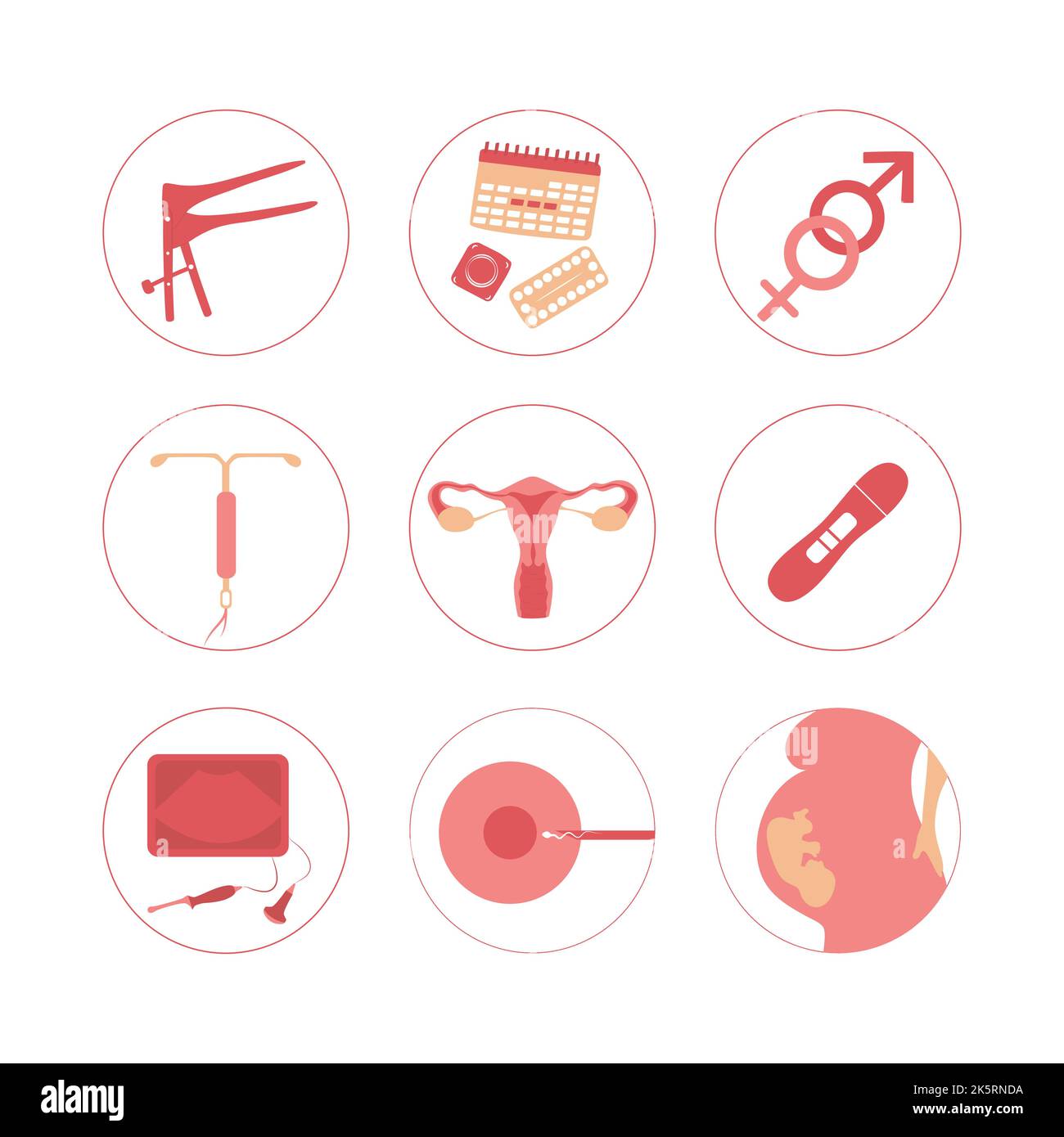 Woman fertility icon set. Obstetrics signs collection. Pregnancy ...