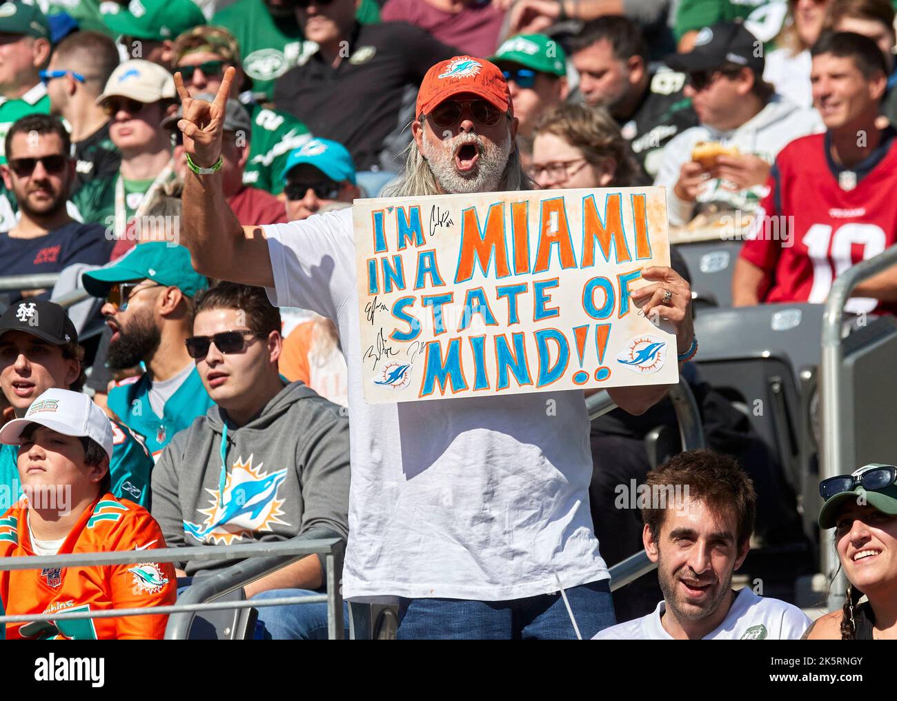 October 9, 2022, East Rutherford, New Jersey, USA: A Miami Dolphins fan ...