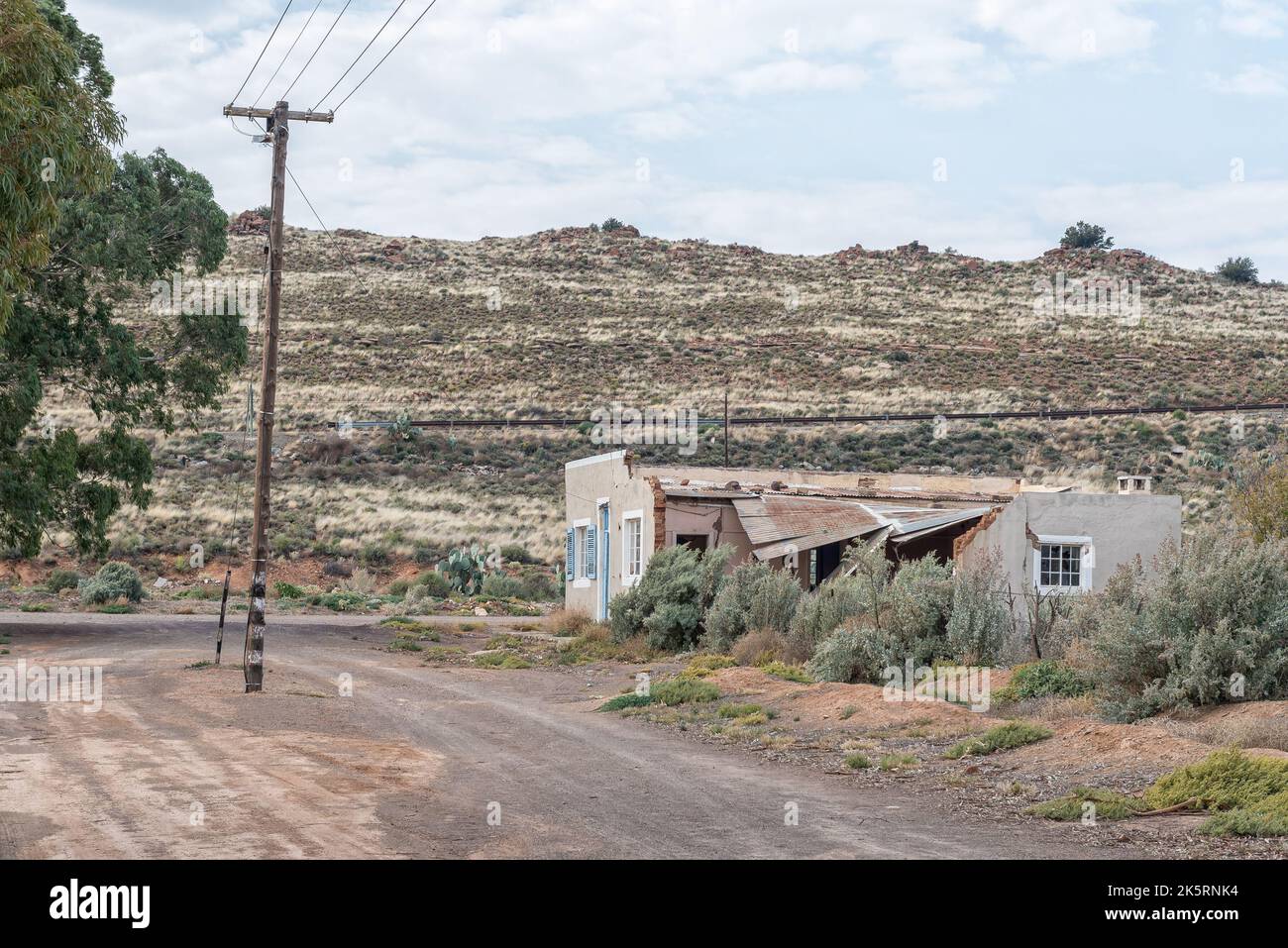 LOXTON, SOUTH AFRICA - SEP 2, 2022: A gravel street scene, with the ...