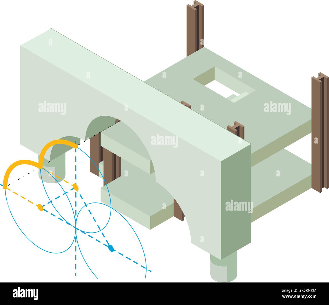 Construction icon isometric vector. Decorative arch and frame of ...