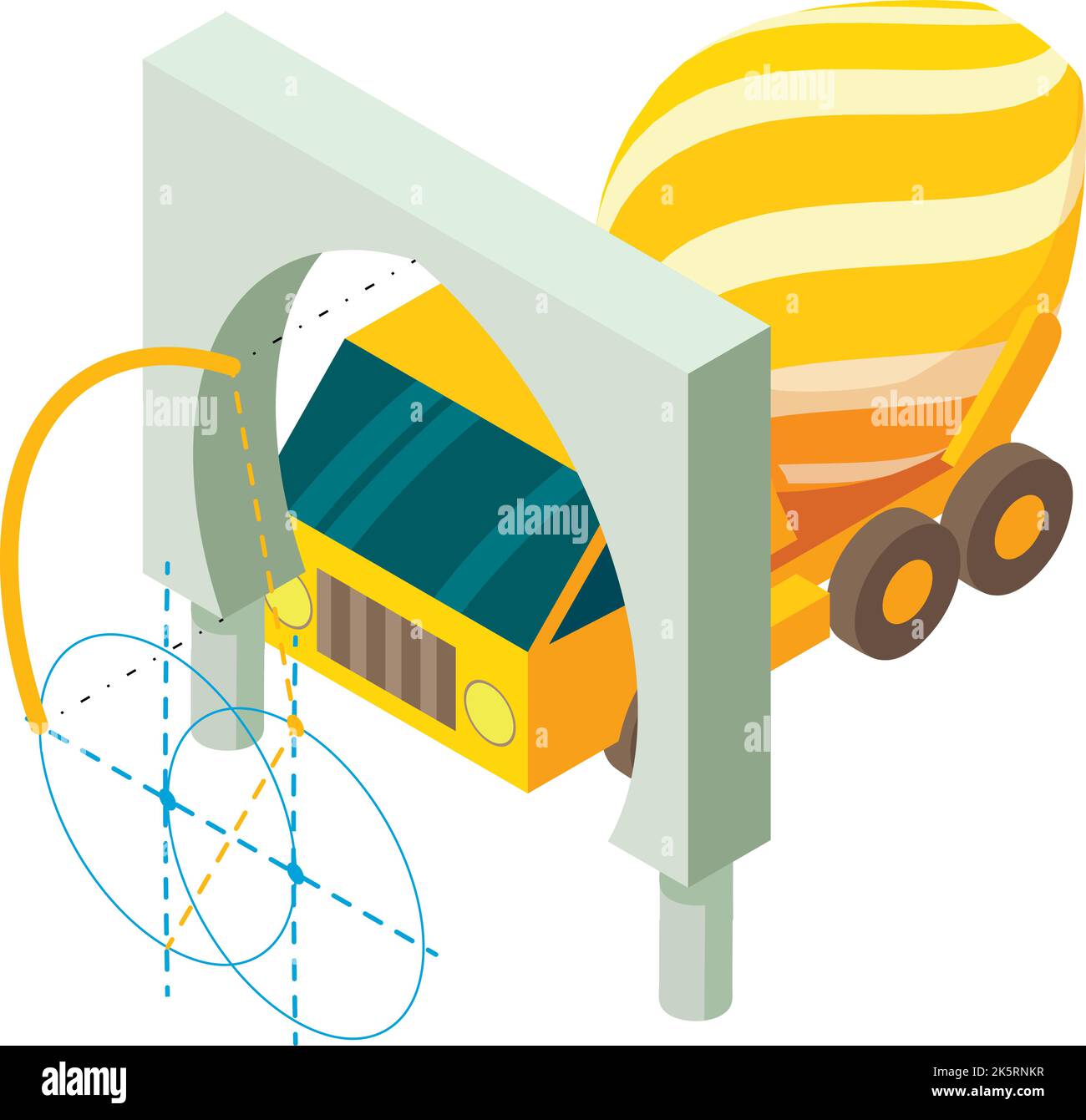 Construction site icon isometric vector. Concrete mixer truck near ...