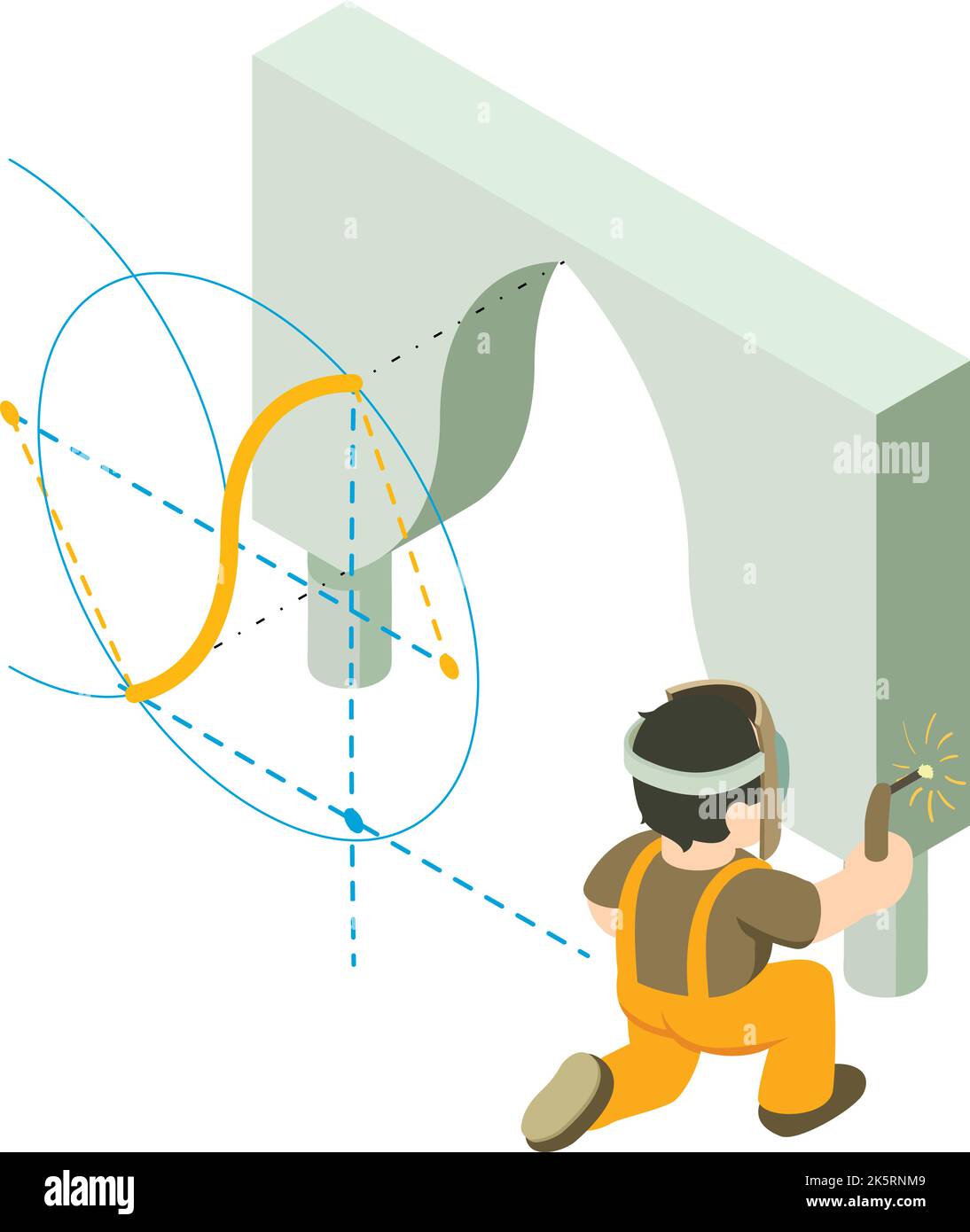 Welding work icon isometric vector. Welder carries welding work near ...