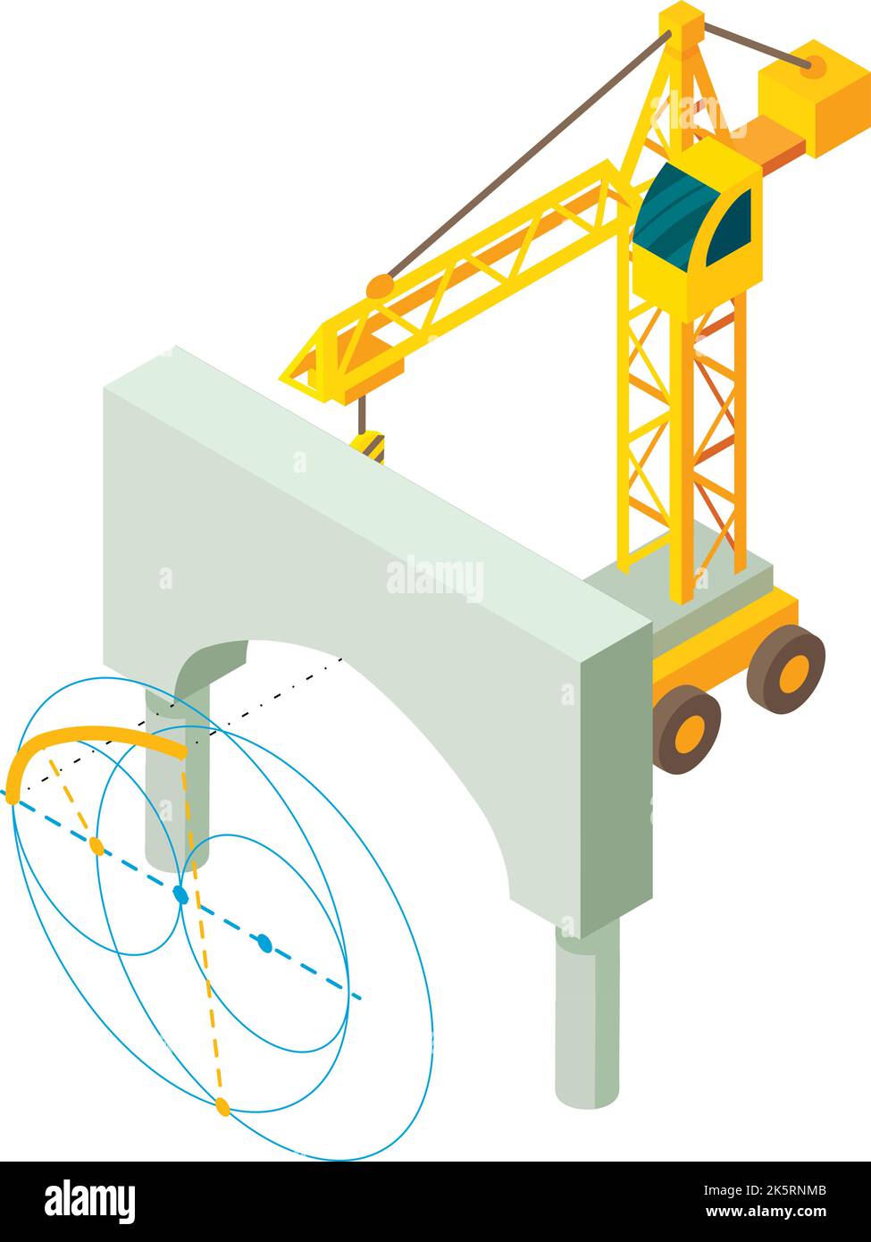 Building concept icon isometric vector. Construction crane near ...