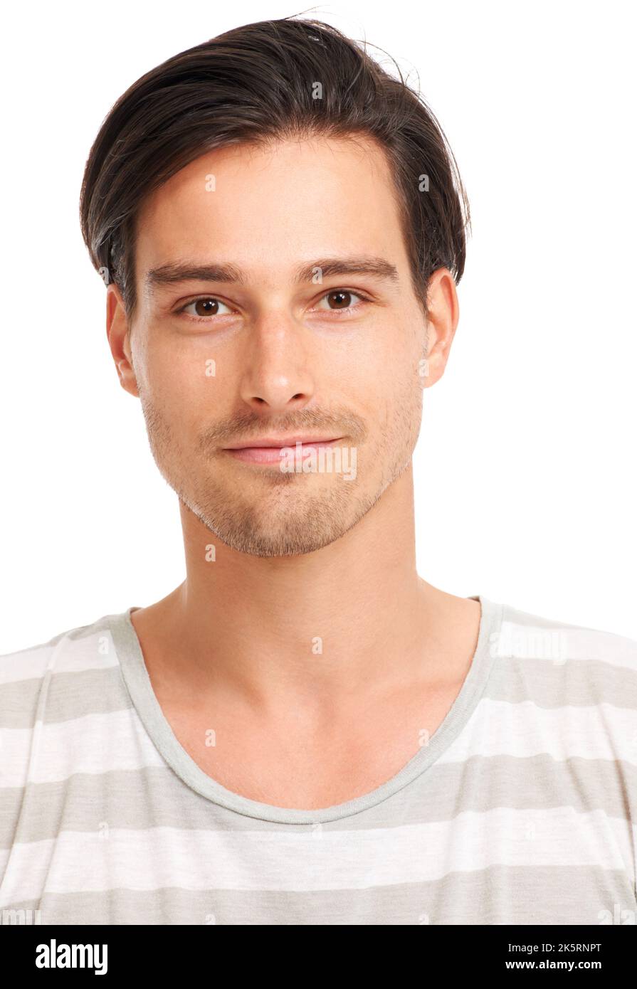 Look of youthful optimism. Fresh-faced young man looking positively at ...