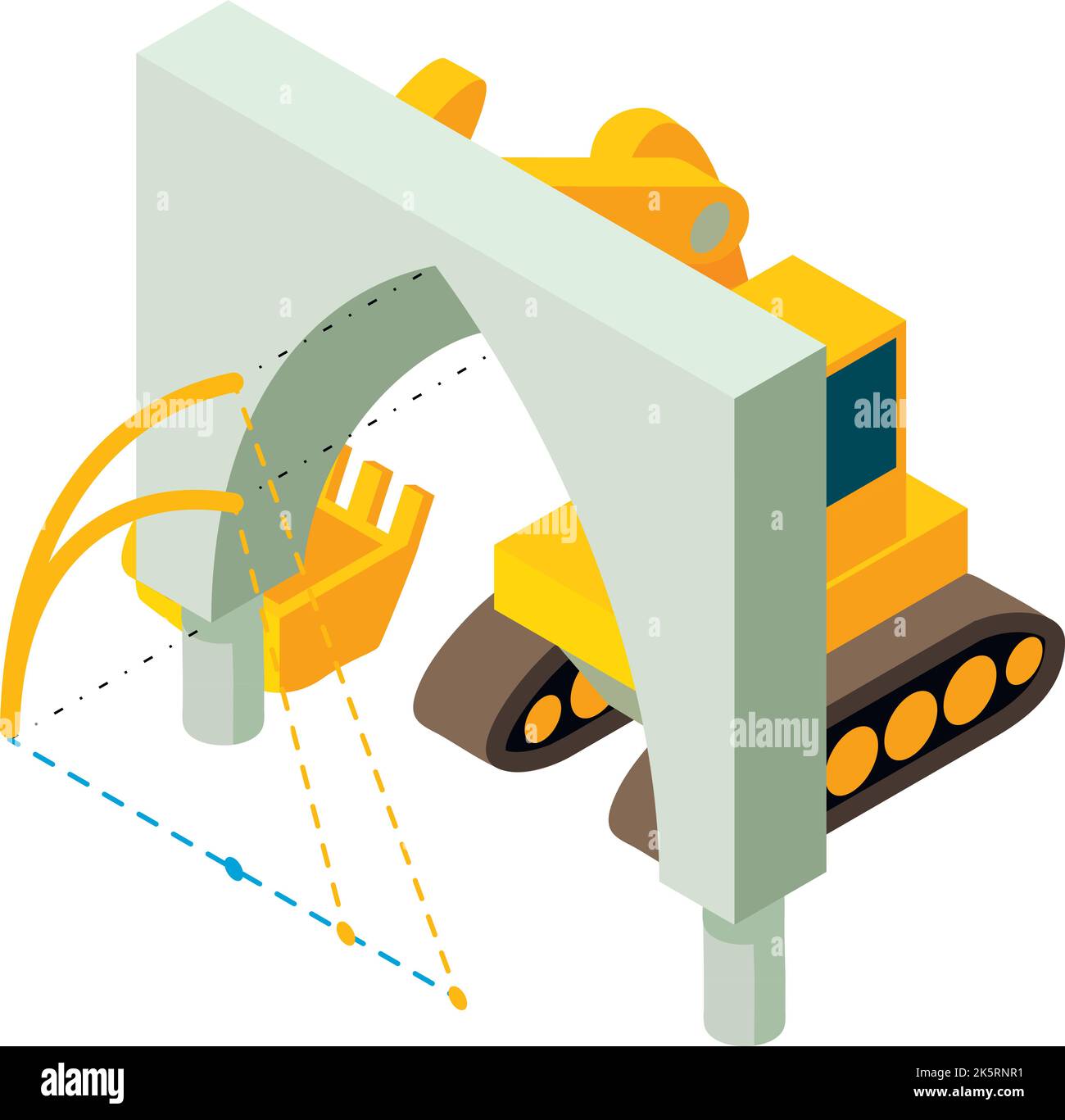 Construction work icon isometric vector. Crawler excavator near ...