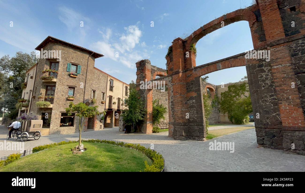 A beautiful view of arches and building facades of Ex Hacienda, Val ...