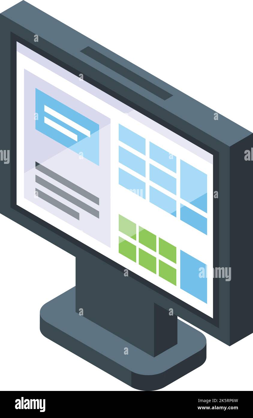 Cashier monitor icon isometric vector. Payment screen. Machine computer ...