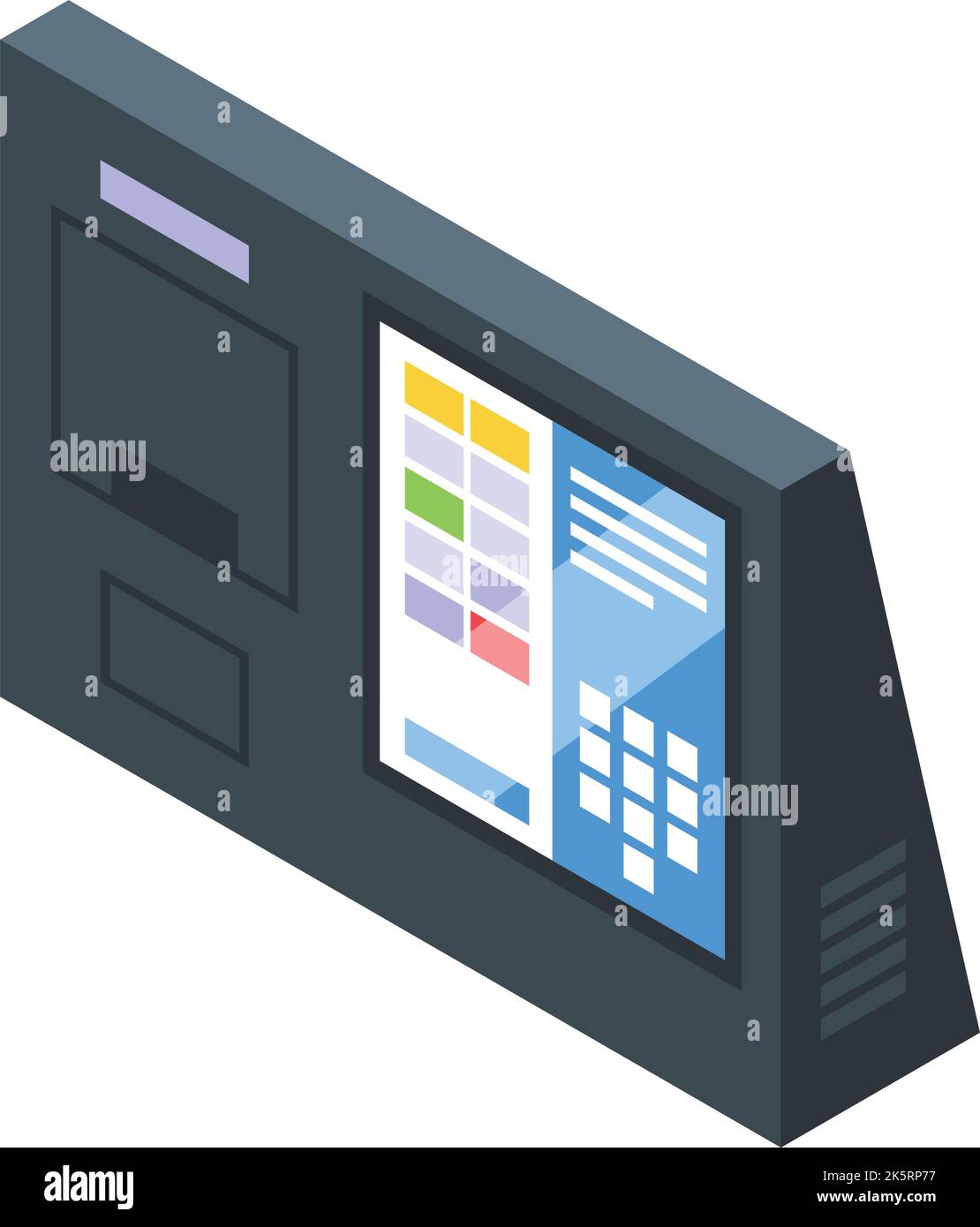 Touchscreen register icon isometric vector. Cash receipt. Payment ...