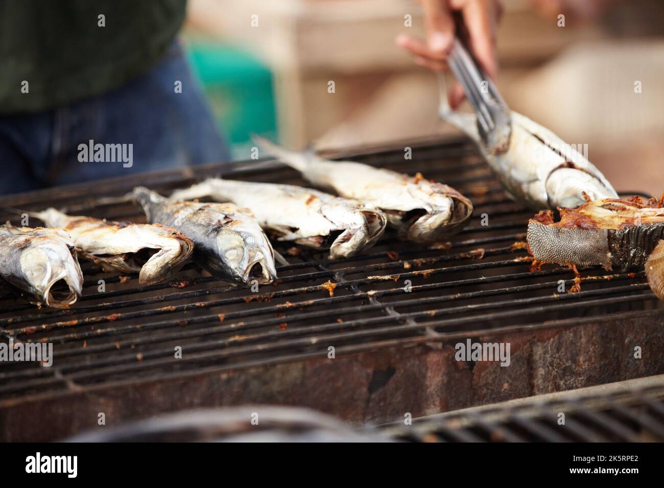 Making a living from the ocean. Cropped image of a Thai fish stall ...
