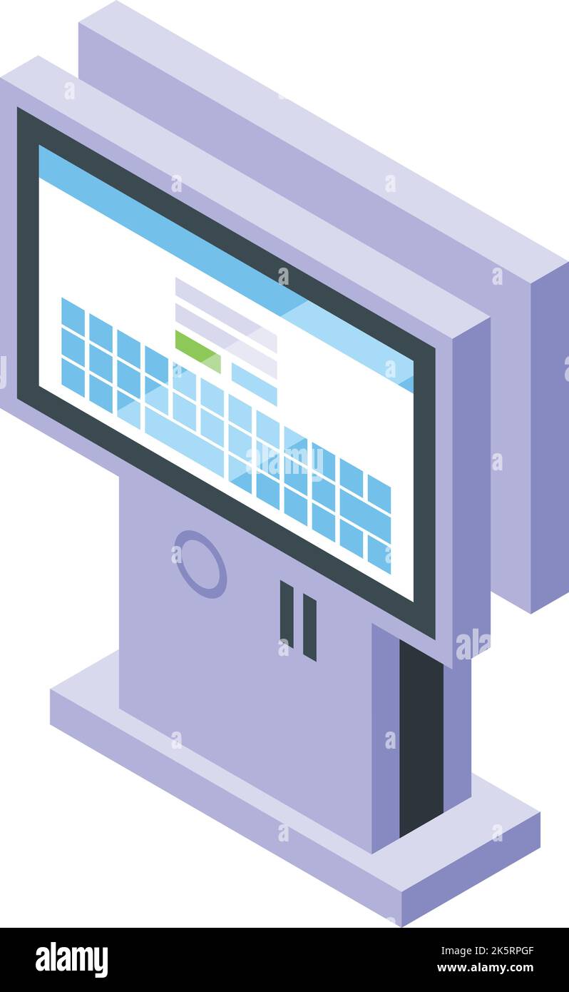 Cash screen register icon isometric vector. Money receipt. Retail ...