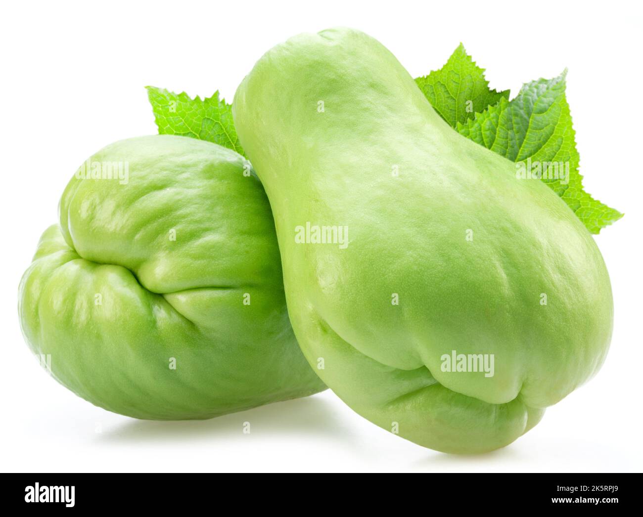 Chayote fruits with leaves isolated on white background Stock Photo - Alamy