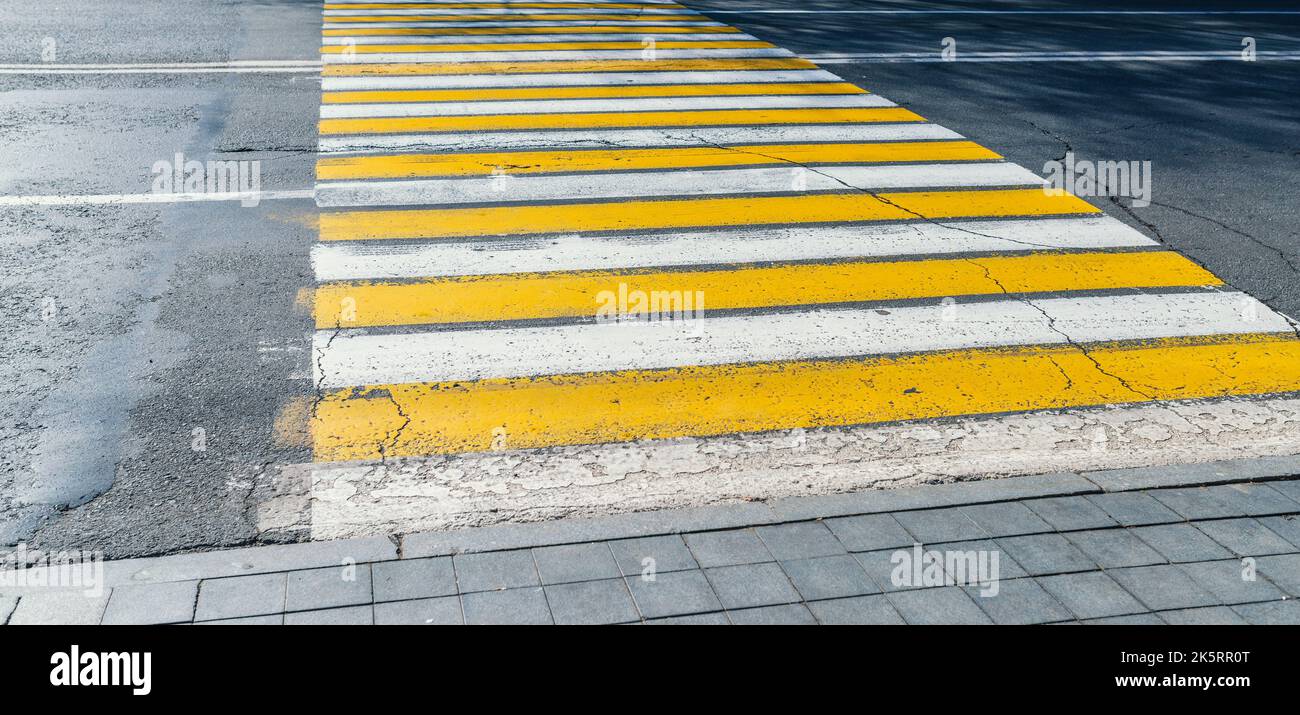 Crosswalk yellow pattern hi-res stock photography and images - Alamy