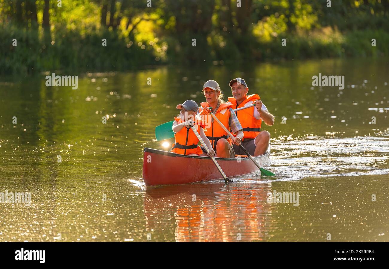 Family Canoeing on a river in bavaria germany Stock Photo - Alamy