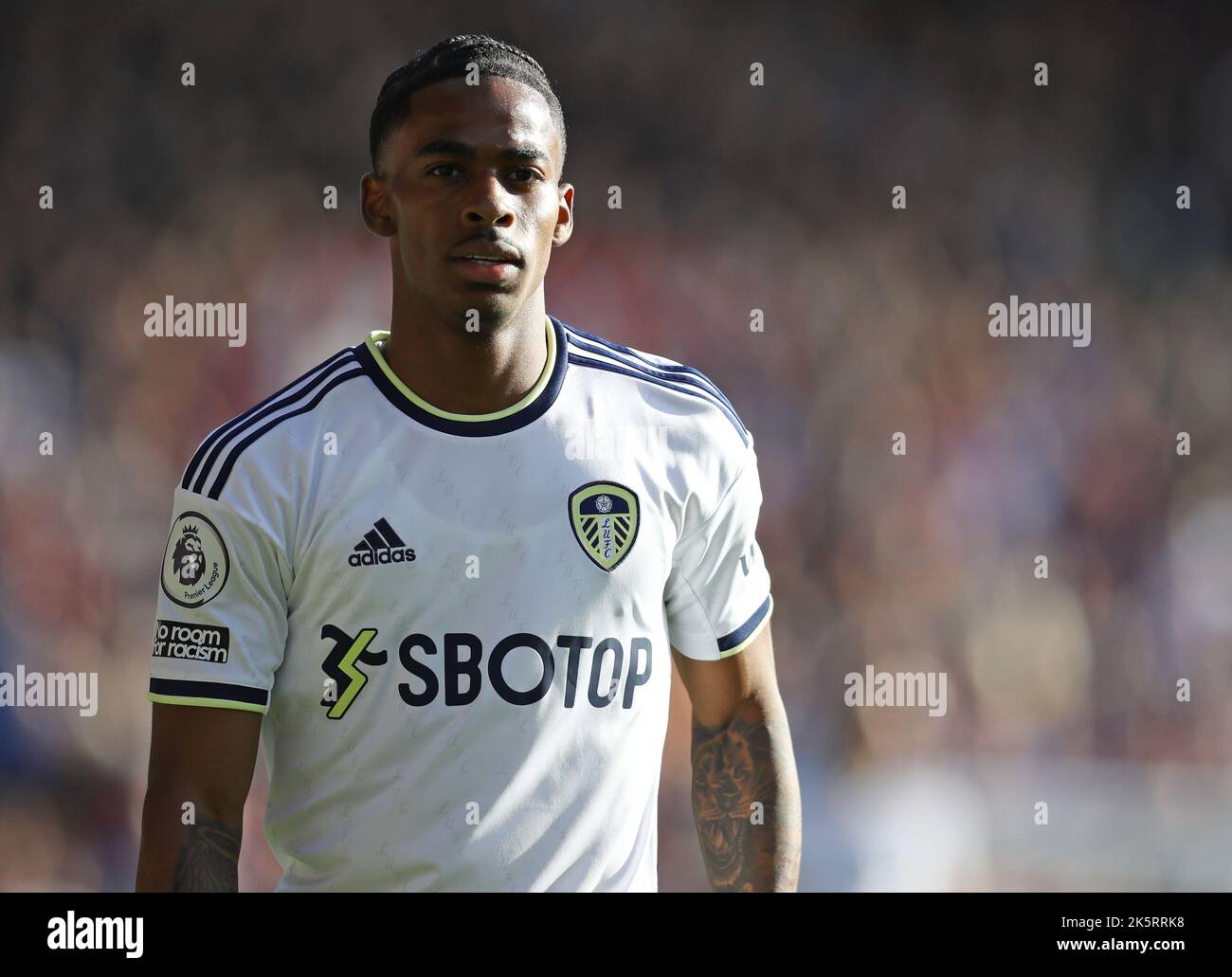 London, UK. 9th Oct, 2022. Crysencio Summerville of Leeds United during ...