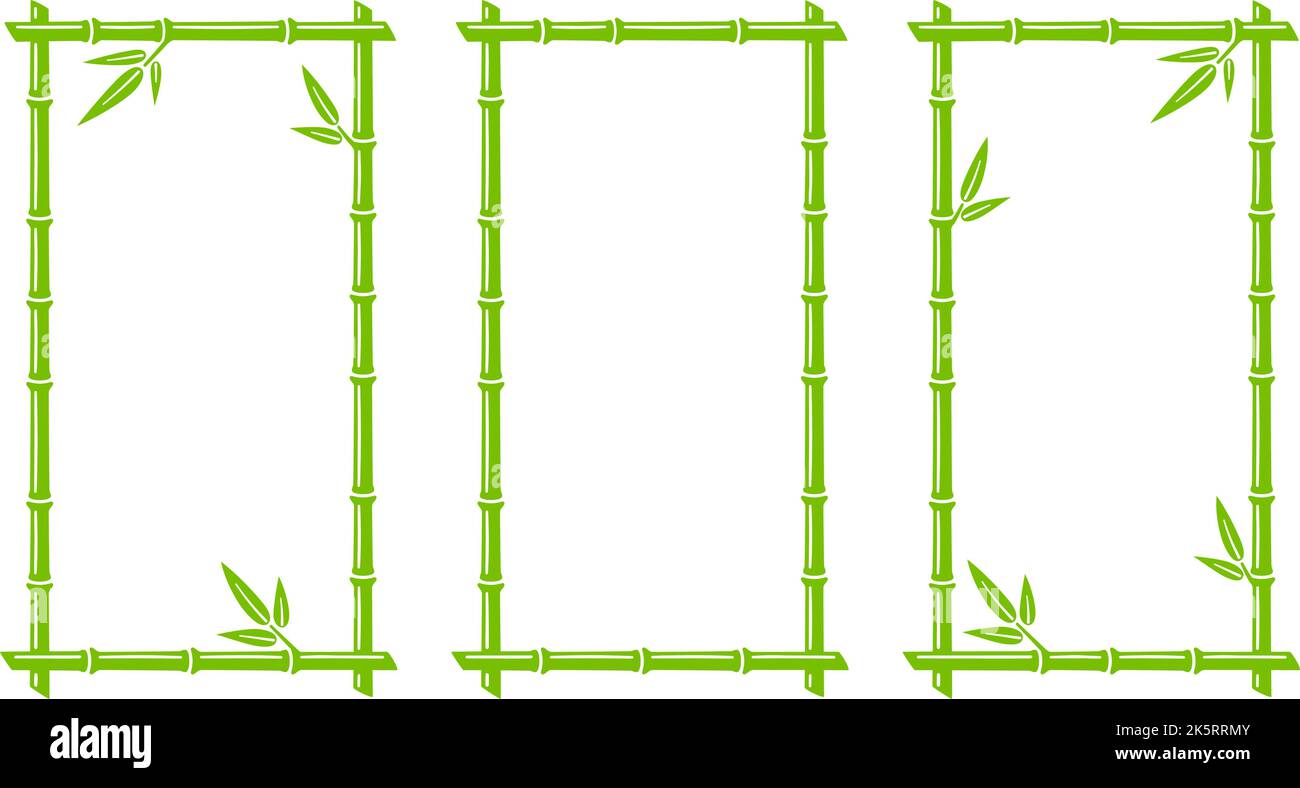 Green Bamboo Trunk Rectangle Frames Vertical Natural Text Boxes Bamboo Branch Borders With