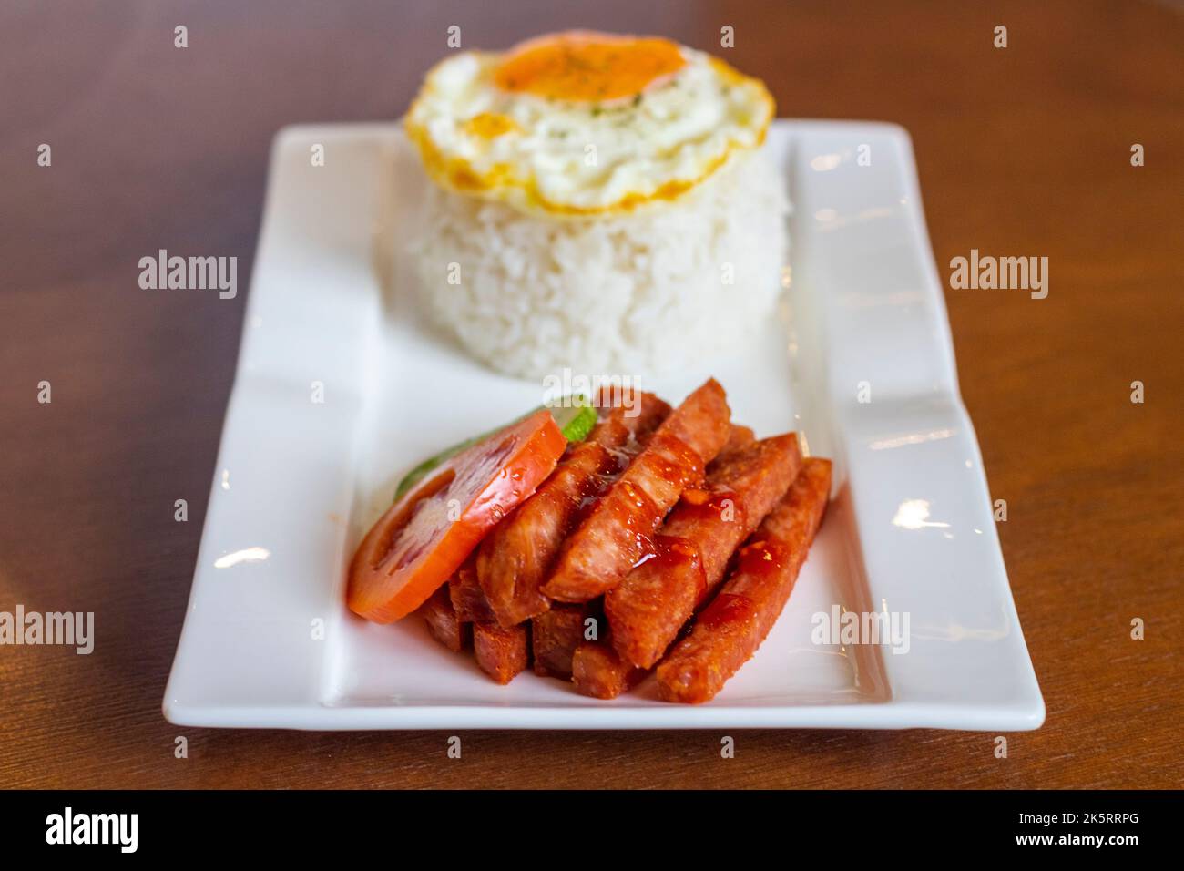 Spam sticks and egg breakfast dish at a local cafe in Cebu City ...
