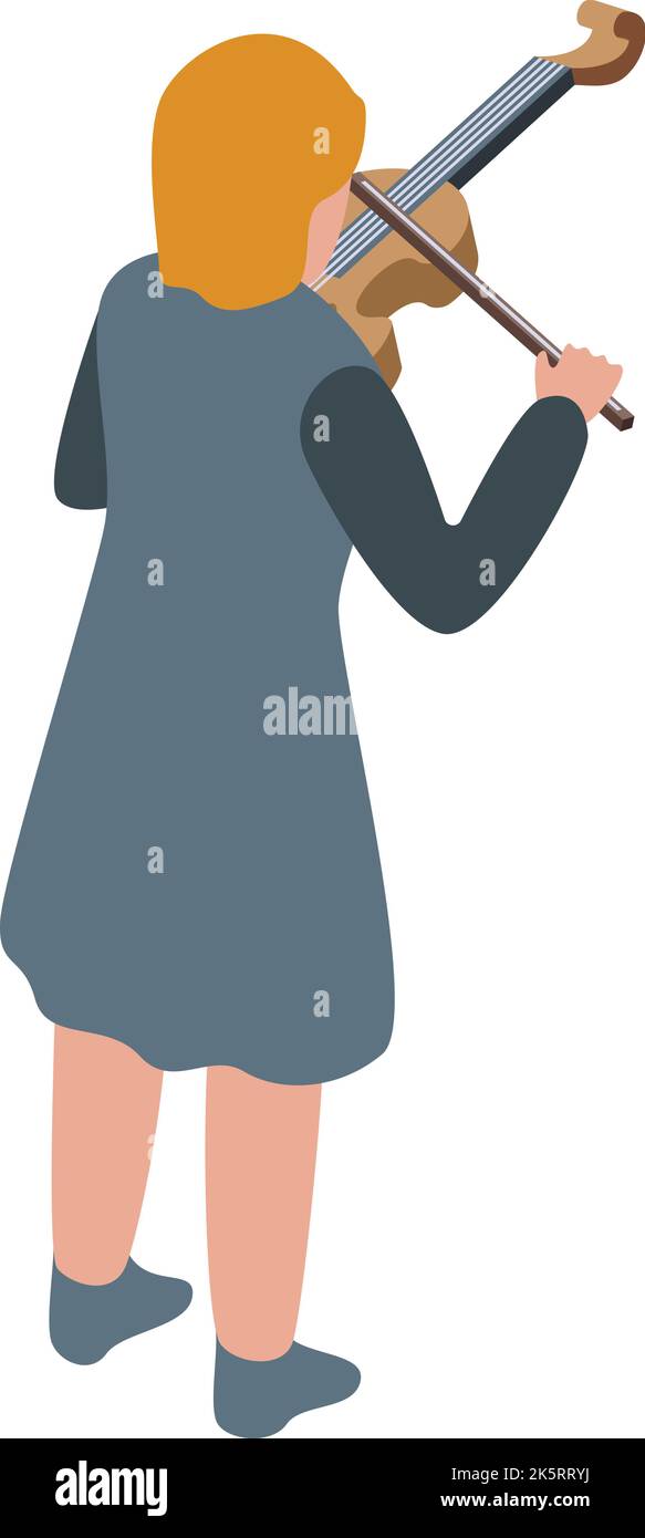 Violin play icon isometric vector. Music school. Boy party Stock Vector ...