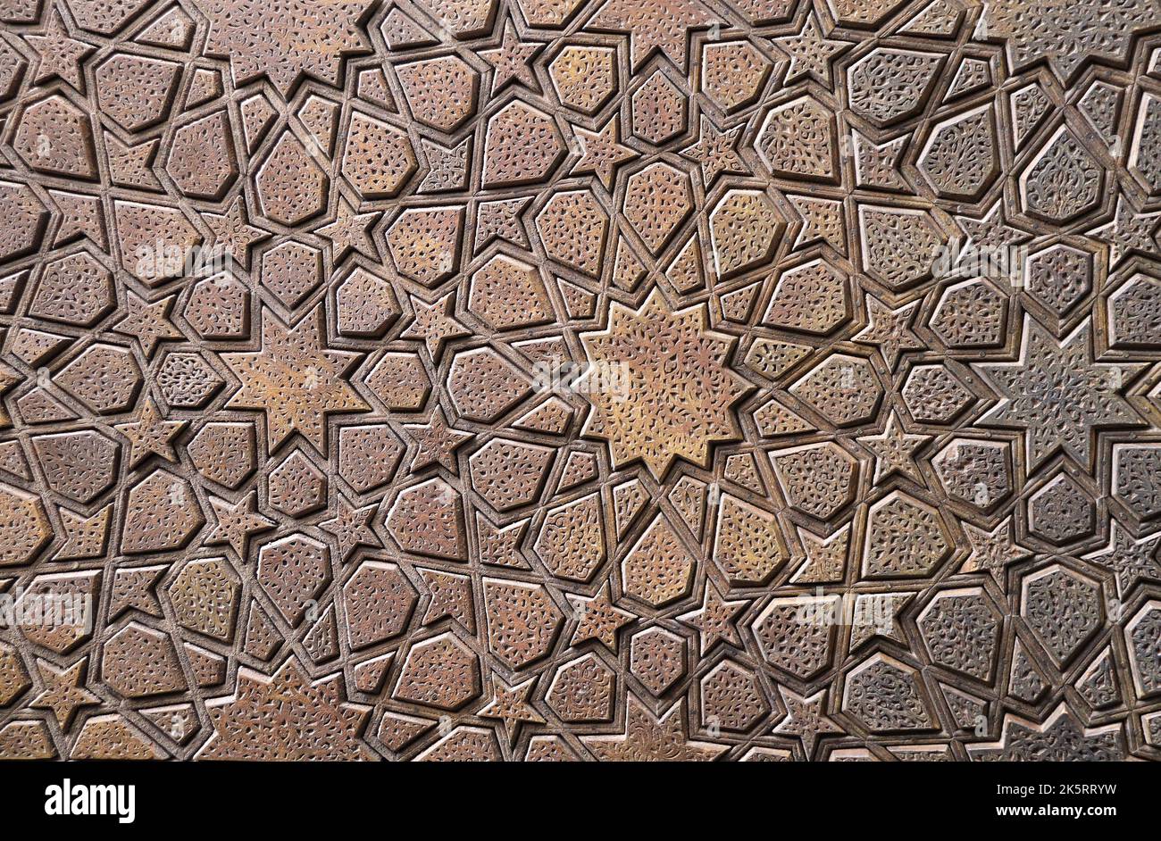 Detail of wooden door with traditional islamic ornament. Wood window ...