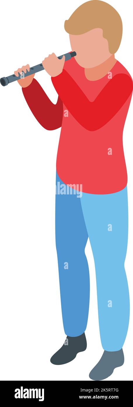 Flute play icon isometric vector. Music drum. Child band Stock Vector ...