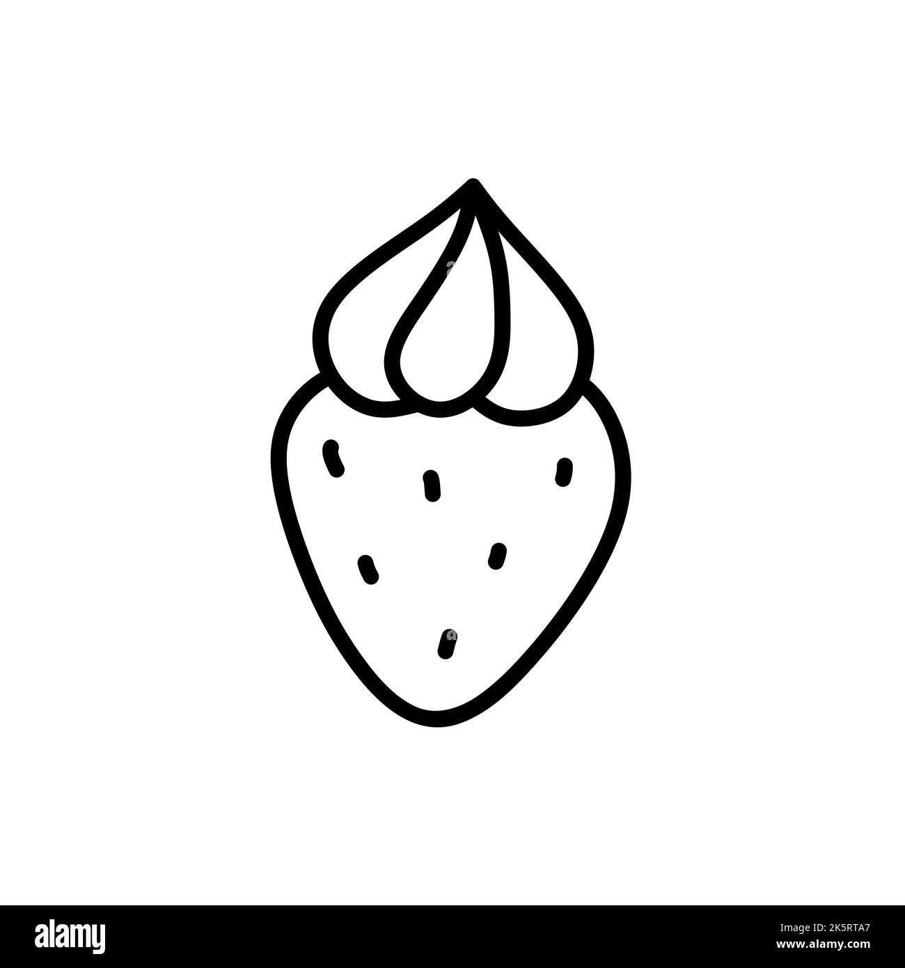 Cute strawberry with cream isolated on white background. Vector hand ...