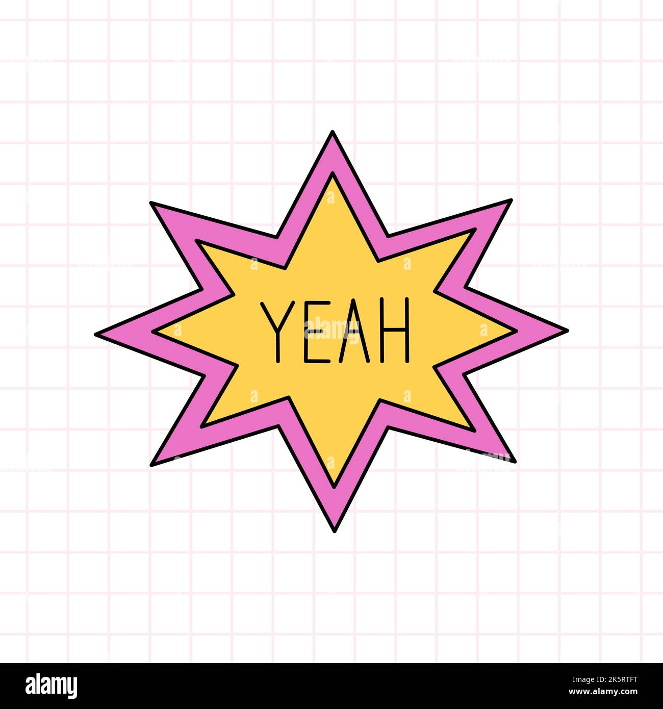 Speech bubble with the text Yeah in the style of the 90s. Vector hand ...