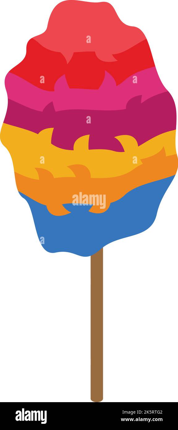 Colorful cotton candy stick icon isometric vector. Cart stand. Sugar ...