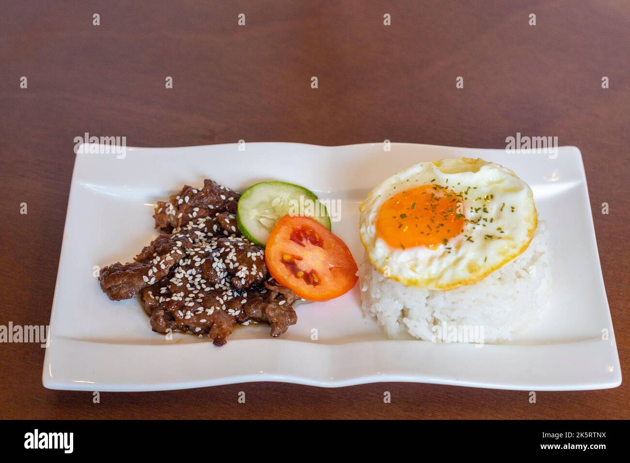 Sesame beef and egg breakfast dish at a local cafe in Cebu City ...