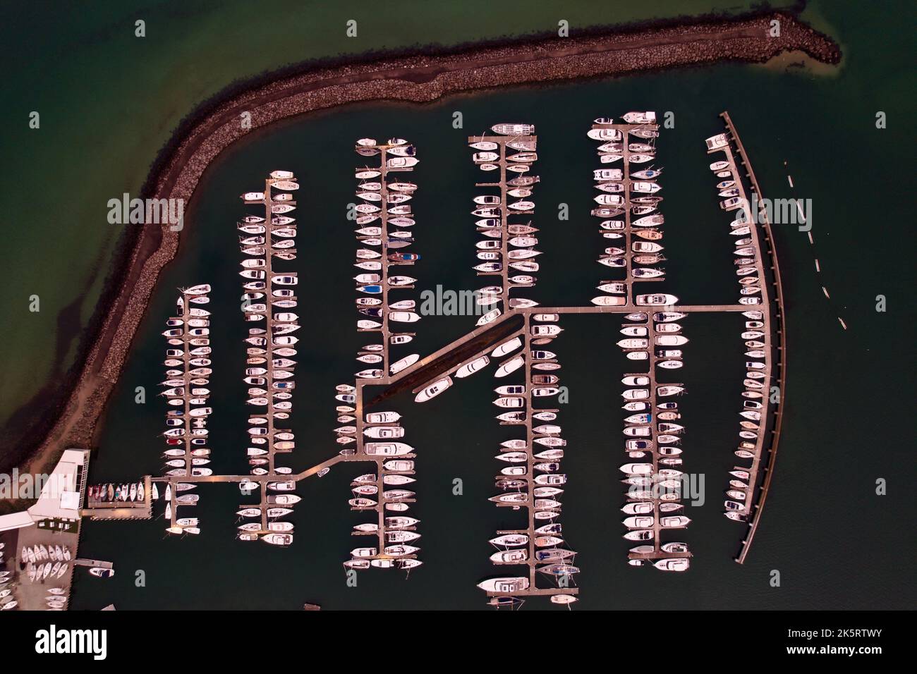 A drone shot of Sandringham Yacht Club and the sunken battleship in the ...