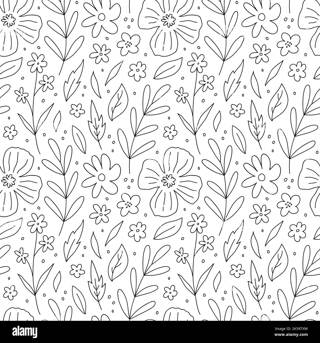 Botanical seamless pattern with flowers, leaves and branches. Vector ...
