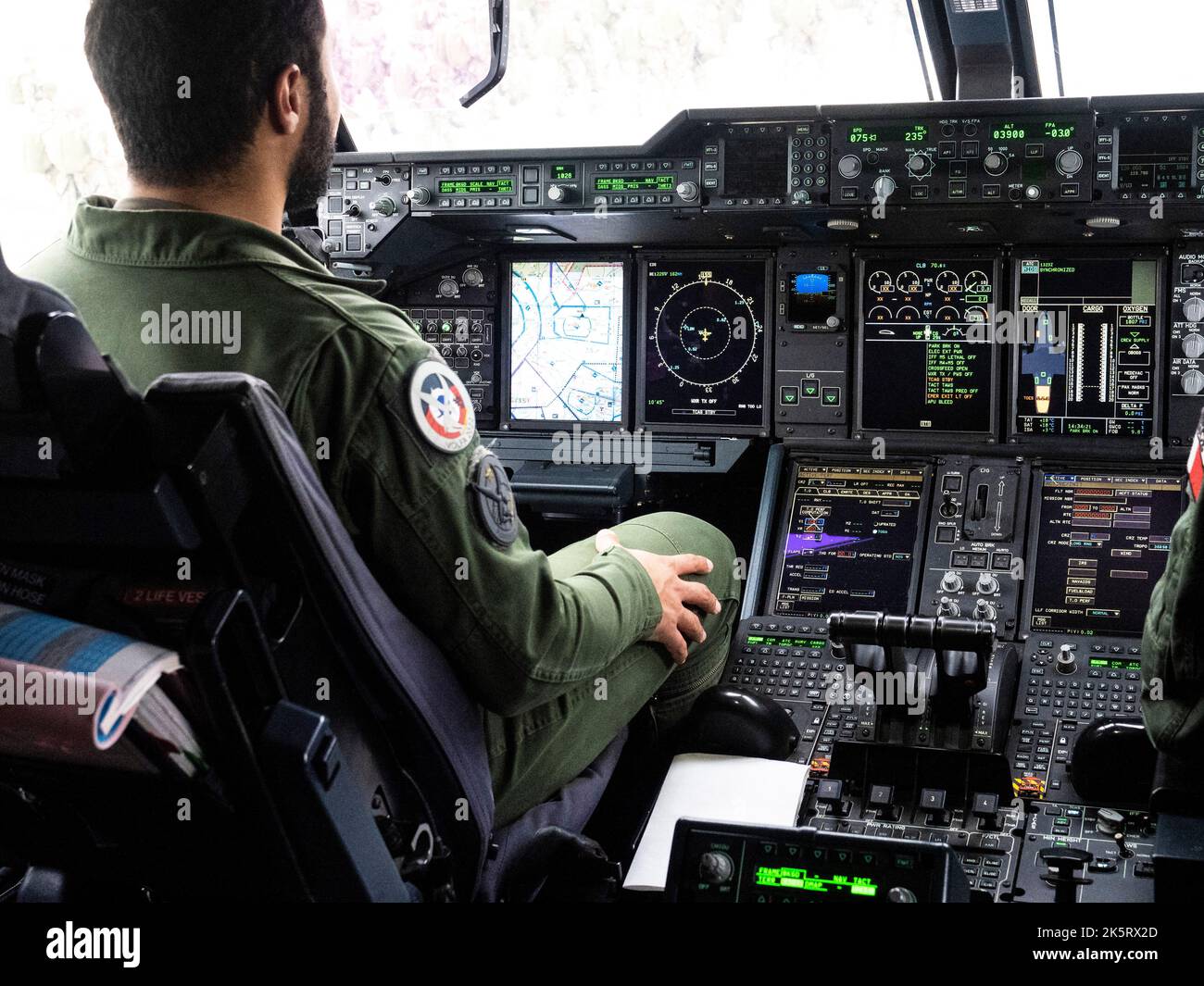 Cockpit A400 M during a training exercice of the French Air Force ...