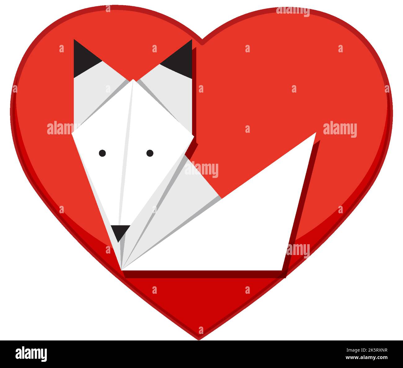 Origami fox on heart background illustration Stock Vector Image & Art ...