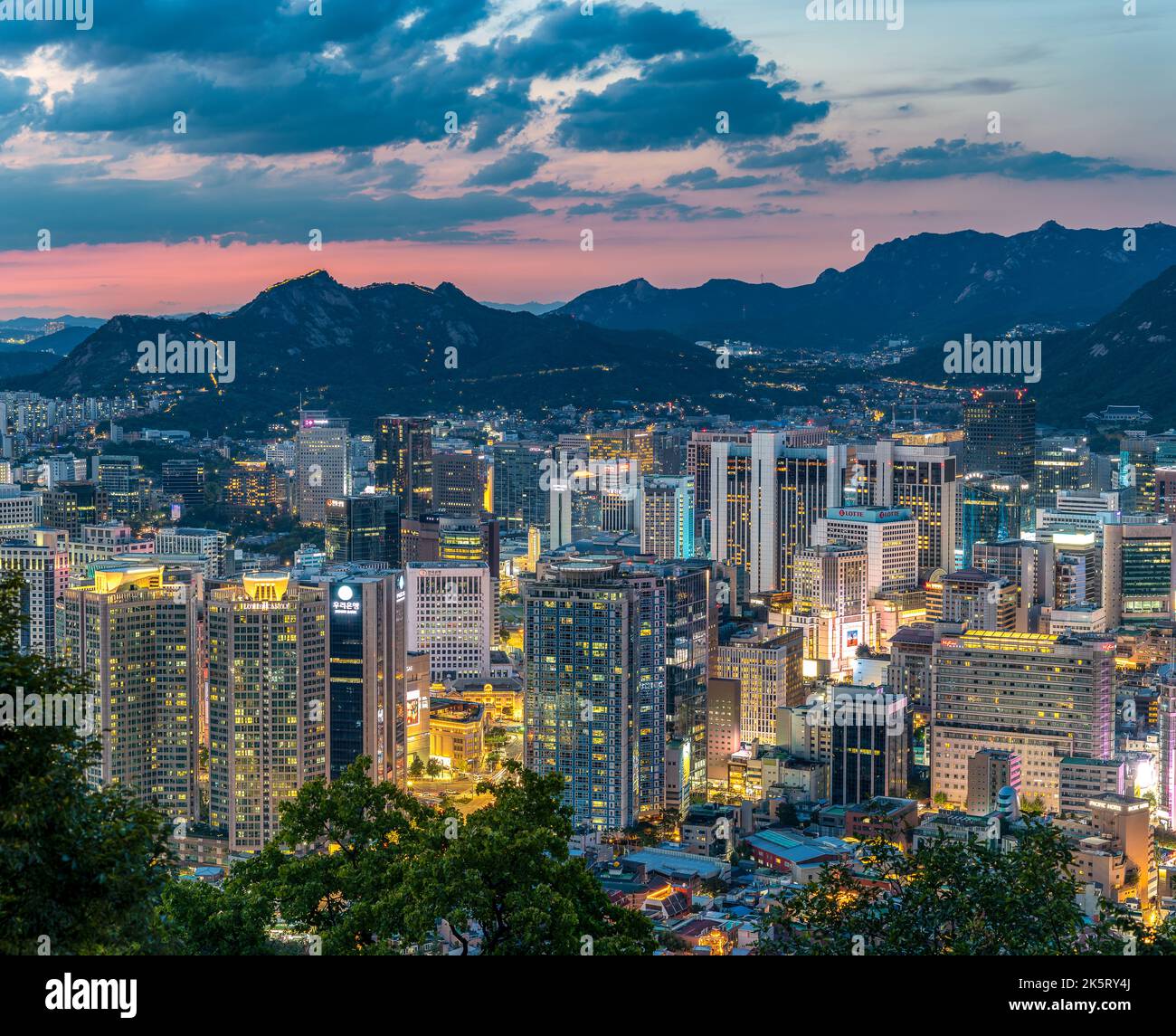 Seoul cityscape panoramic sunset view in South Korea on 8 October 2022 ...