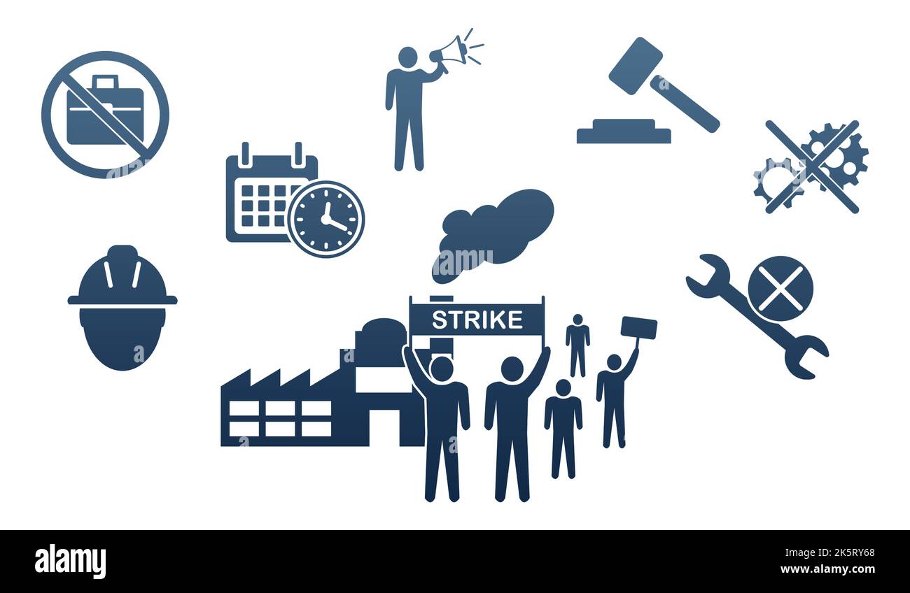 Illustration of a strike concept Stock Photo - Alamy