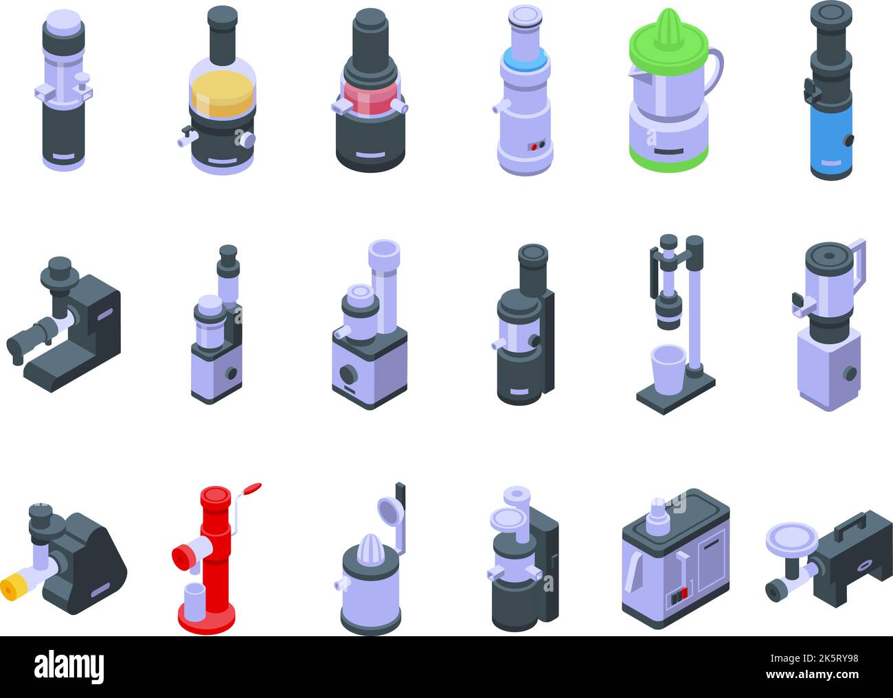 Juicer icons set isometric vector. Home food. Fruit tropical Stock ...