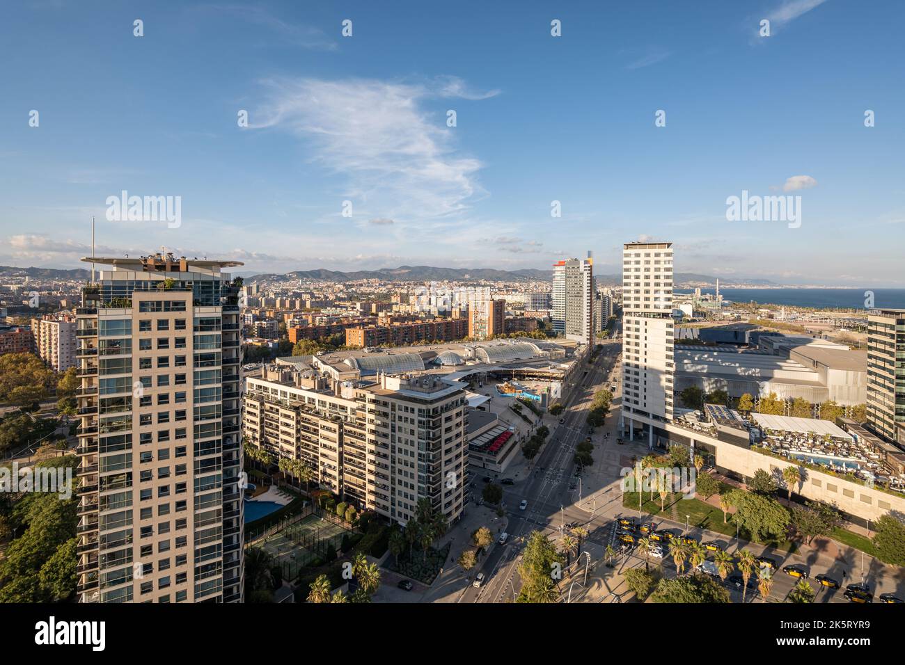 Modern high-rise buildings and shopping center in the coastal ...