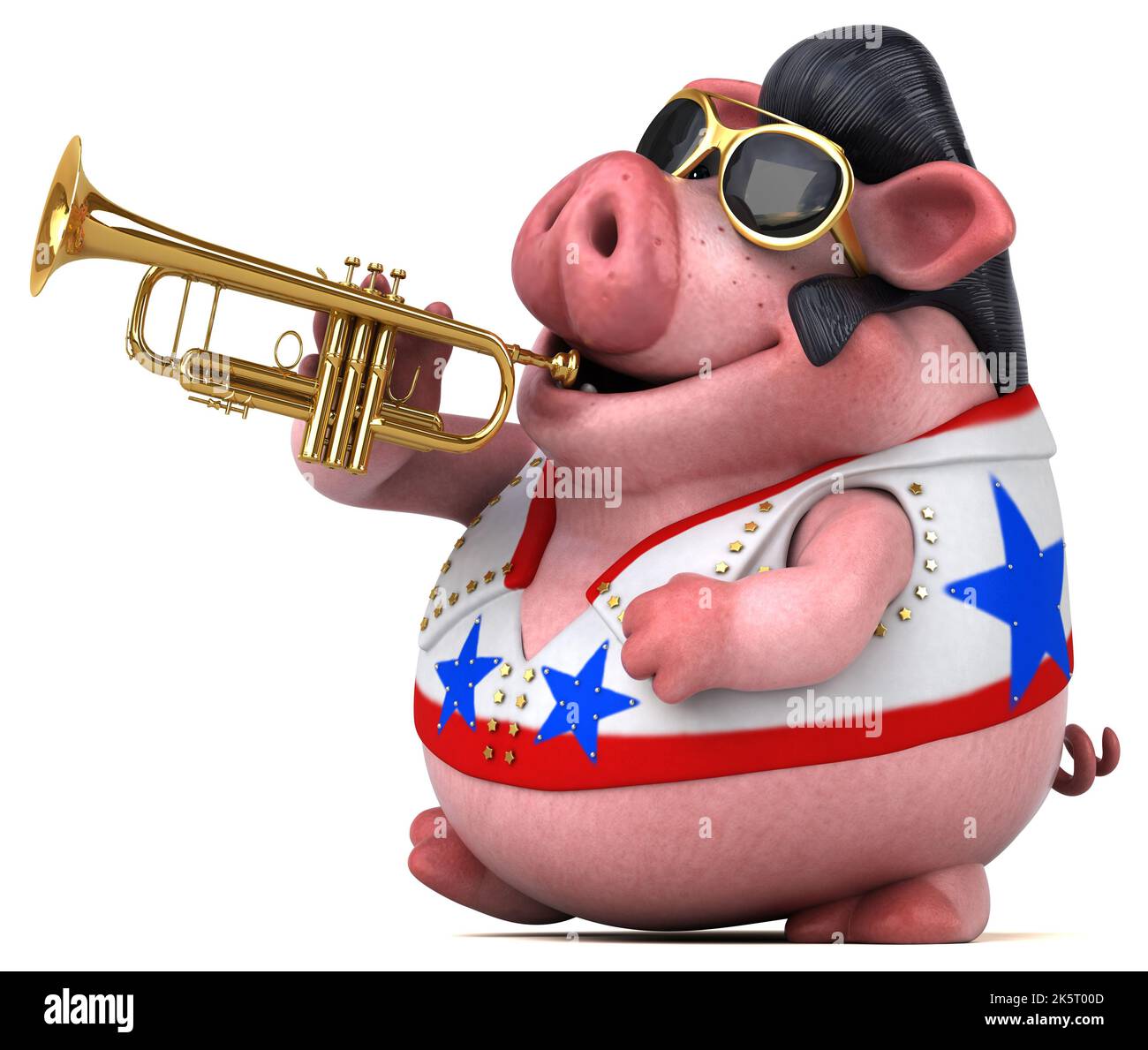 Fun 3D cartoon illustration of a pig rocker Stock Photo - Alamy