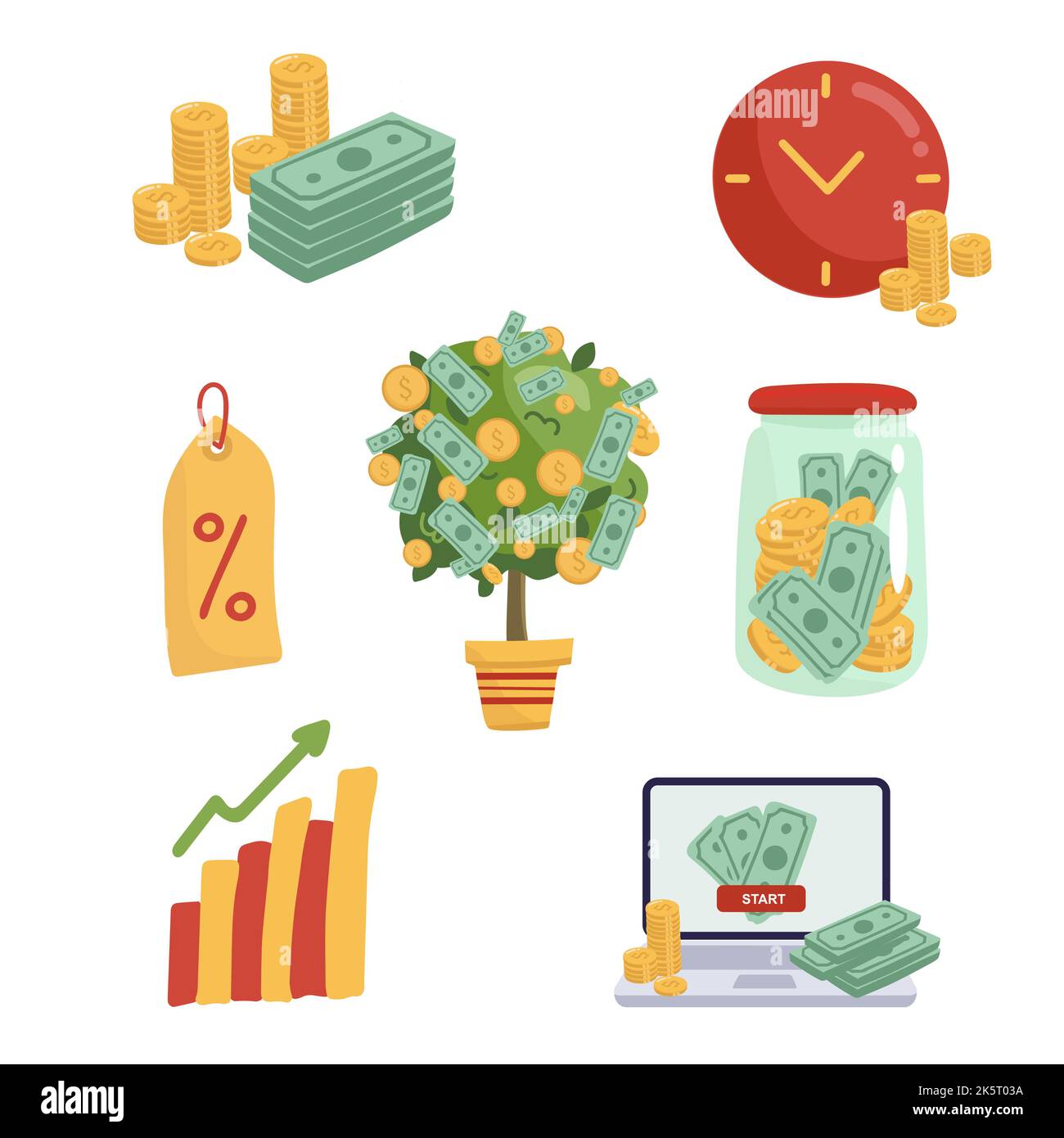 Finance icons flat money ,coins isolated on white Stock Vector Image ...