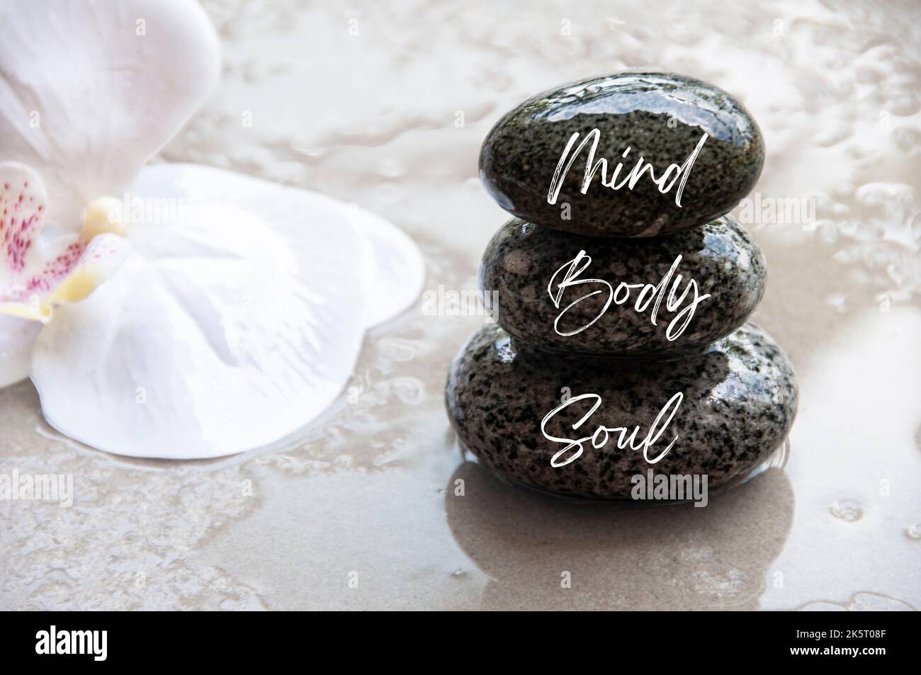 Mind, Body and Soul words engraved on zen stones with space for text ...