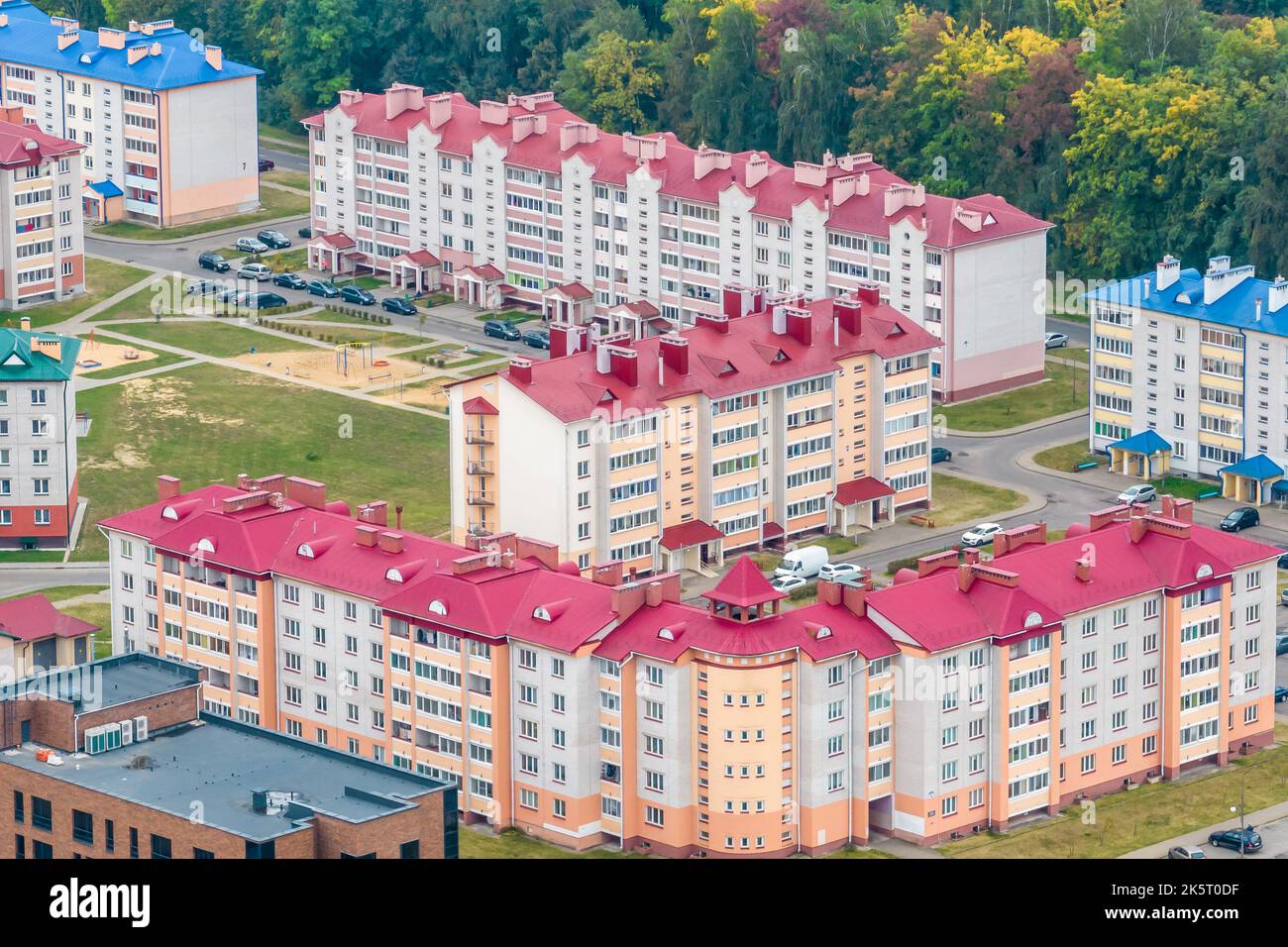 aerial panoramic view of the residential area of high-rise buildings ...