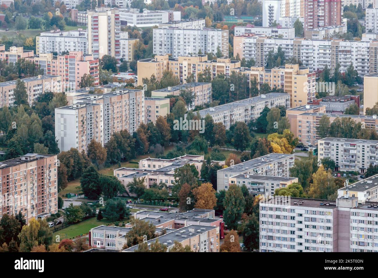 aerial panoramic view of the residential area of high-rise buildings ...