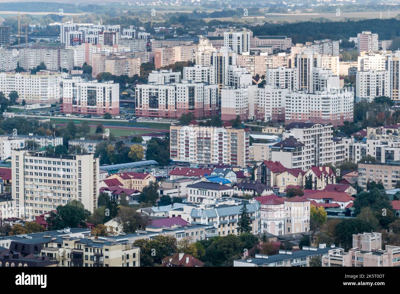 aerial panoramic view of the residential area of high-rise buildings ...