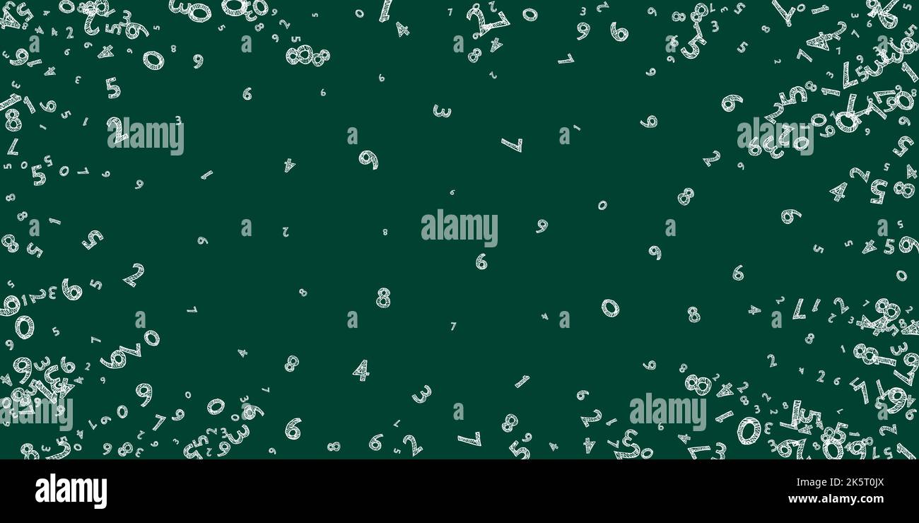 Falling childish chalk numbers. Math study concept with flying digits ...