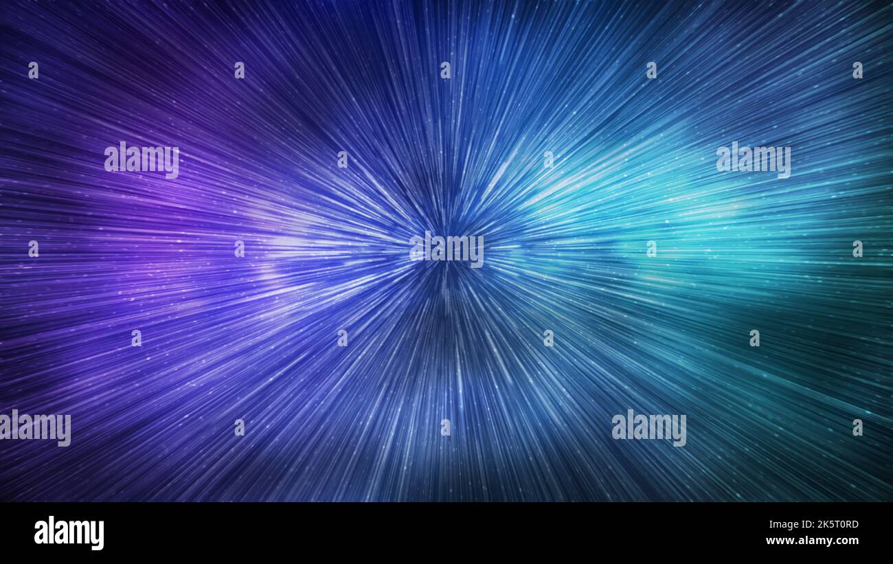 Hyperspace speed effect in night starry sky. Bright blue galaxy ...