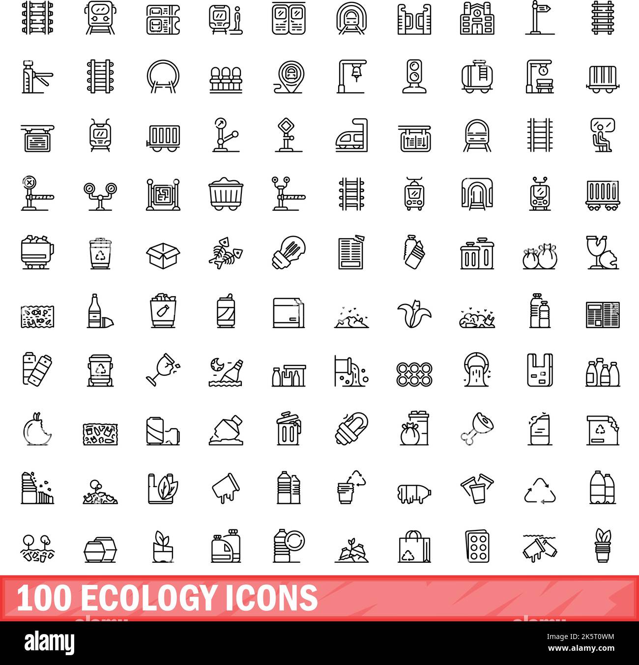 100 ecology icons set. Outline illustration of 100 ecology icons vector ...